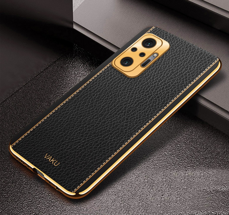 Vaku ® Redmi Note 10 Pro Luxemberg Series Leather Stitched Gold ...