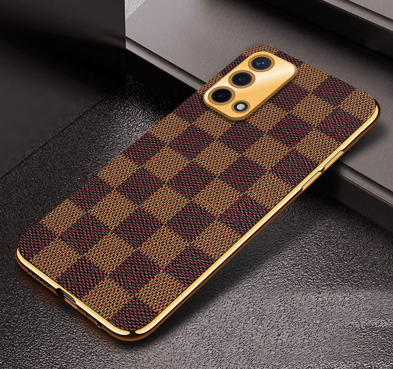 Vaku ® Oppo A74 Cheron Leather Stitched Gold Electroplated Soft TPU ...