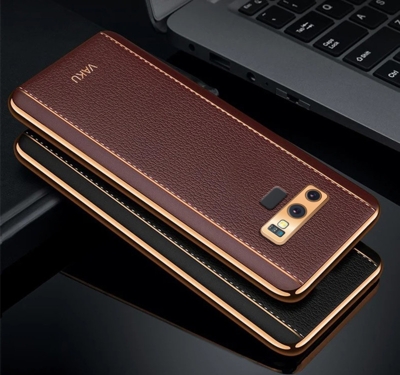 Vaku ® Samsung Galaxy Note 9 Vertical Leather Stitched Gold ...