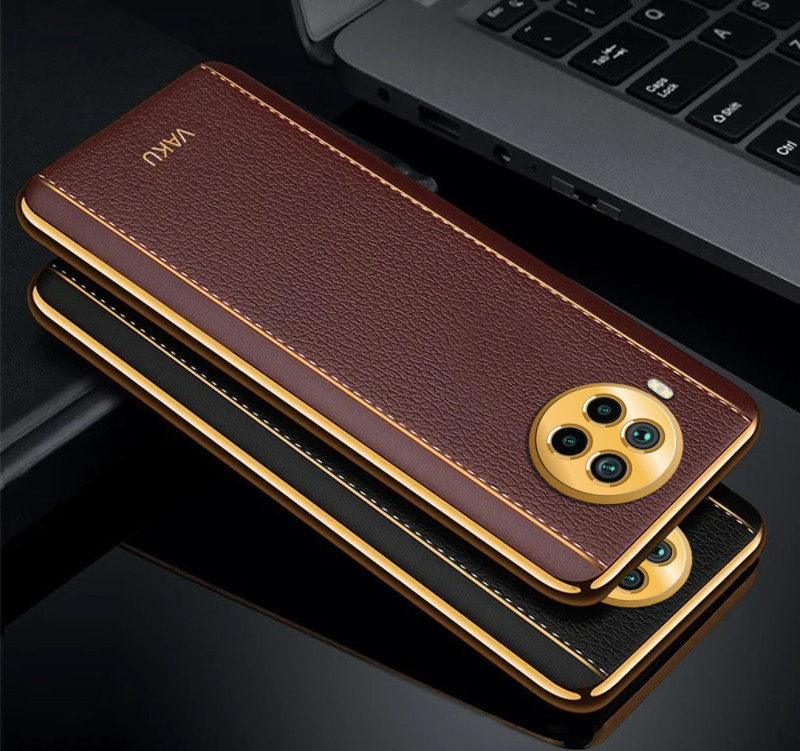Vaku ® Xiaomi Mi 10i 5G Luxemberg Series Leather Stitched Gold ...