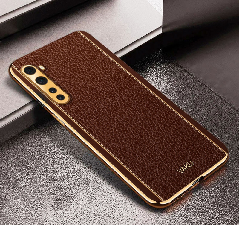 Vaku ® OnePlus Nord Luxemberg Series Leather Stitched Gold ...