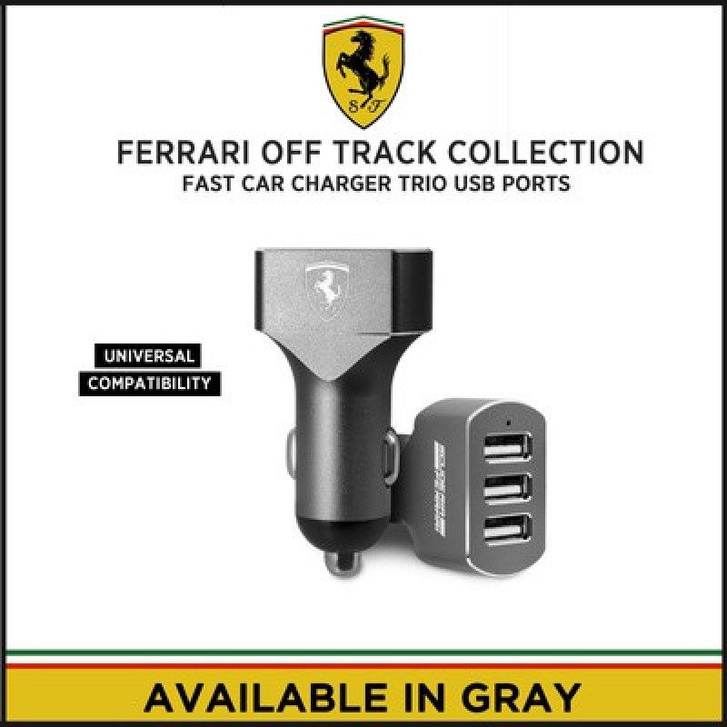 Ferrari ® 5V / 7.2 A 3 USB Output car charger - Brand - Screen Guards India