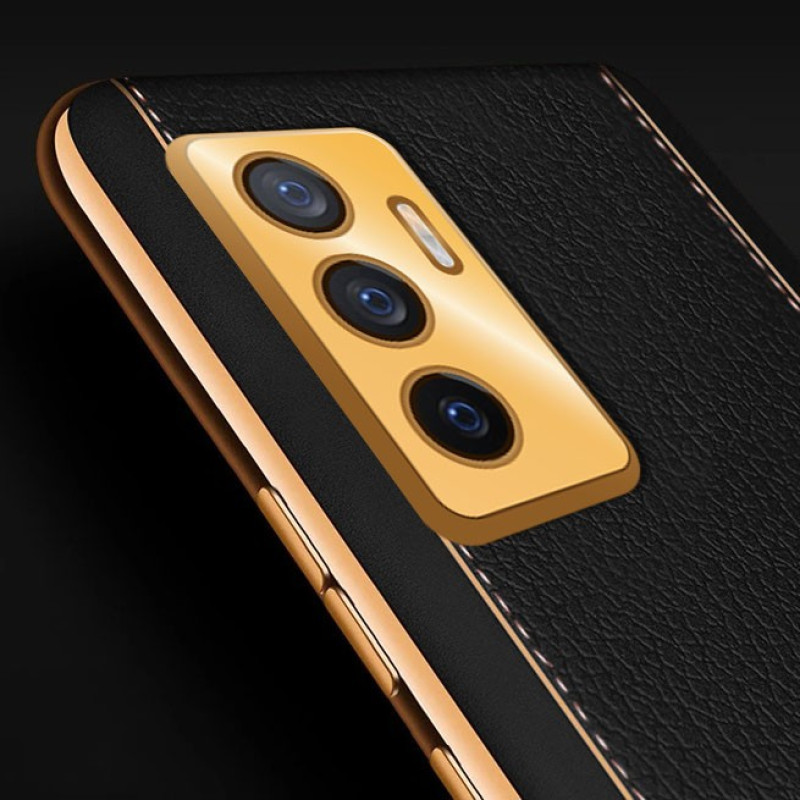 Vaku ® Vivo V23e 5G Luxemberg Series Leather Stitched Gold ...