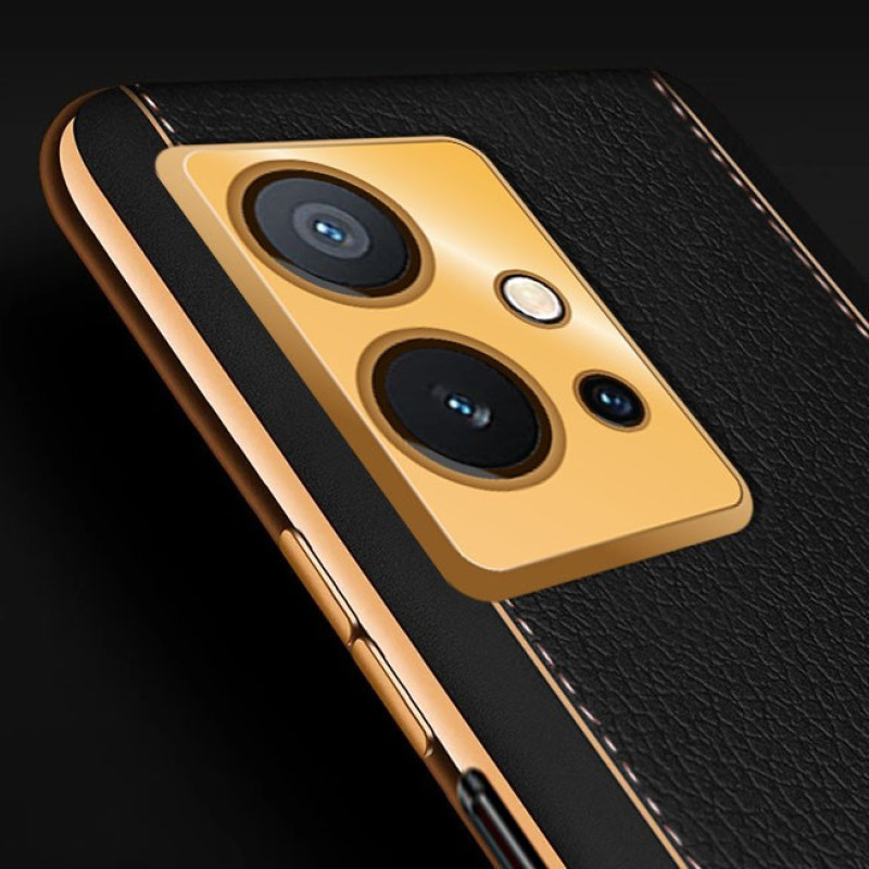 Vaku ® Vivo Y75 5G Luxemberg Series Leather Stitched Gold Electroplated ...