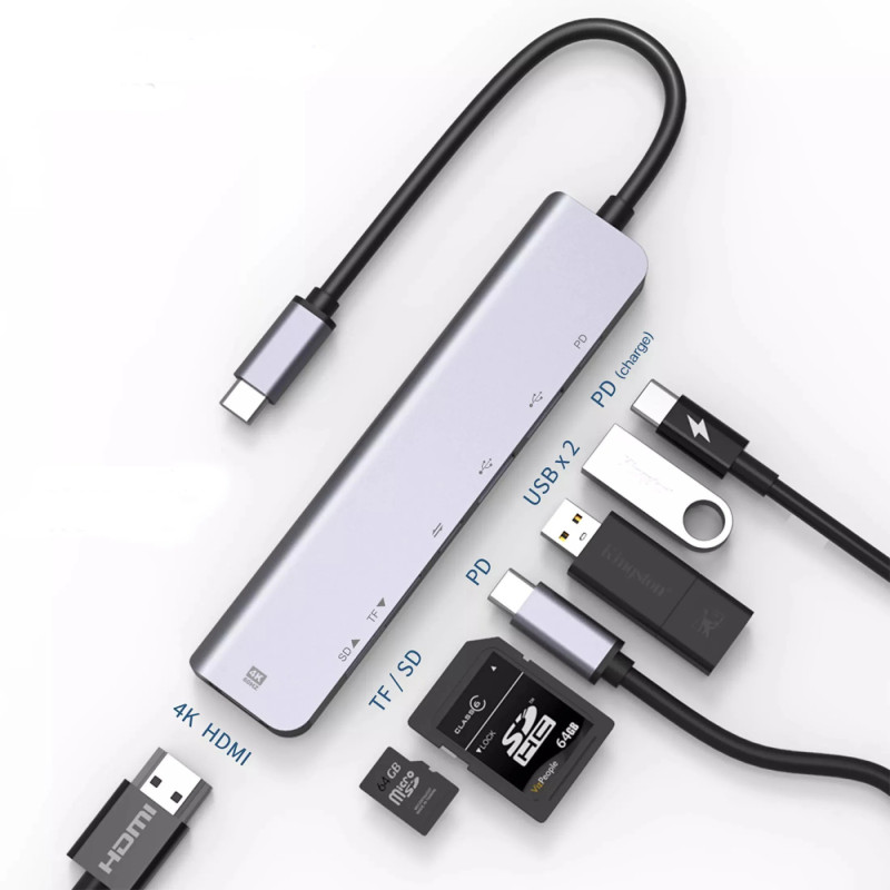 Eller Sante ® USB C Type HUB 7 in 1 Adapter, Aluminium Multi Port ...