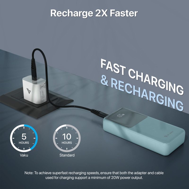Vaku ® Nextek 20000mAh Power Bank Portable 22.5w PD 18w QC Fast ...