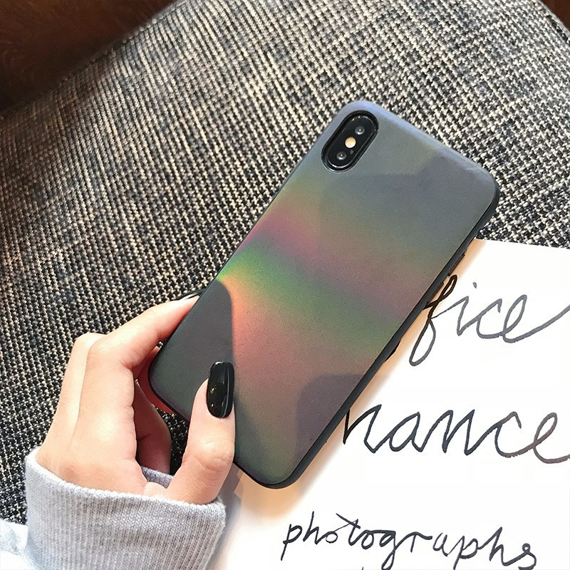 Vaku ® For Apple iPhone X / XS Rainbow Gradient Case with Glittery Glow ...