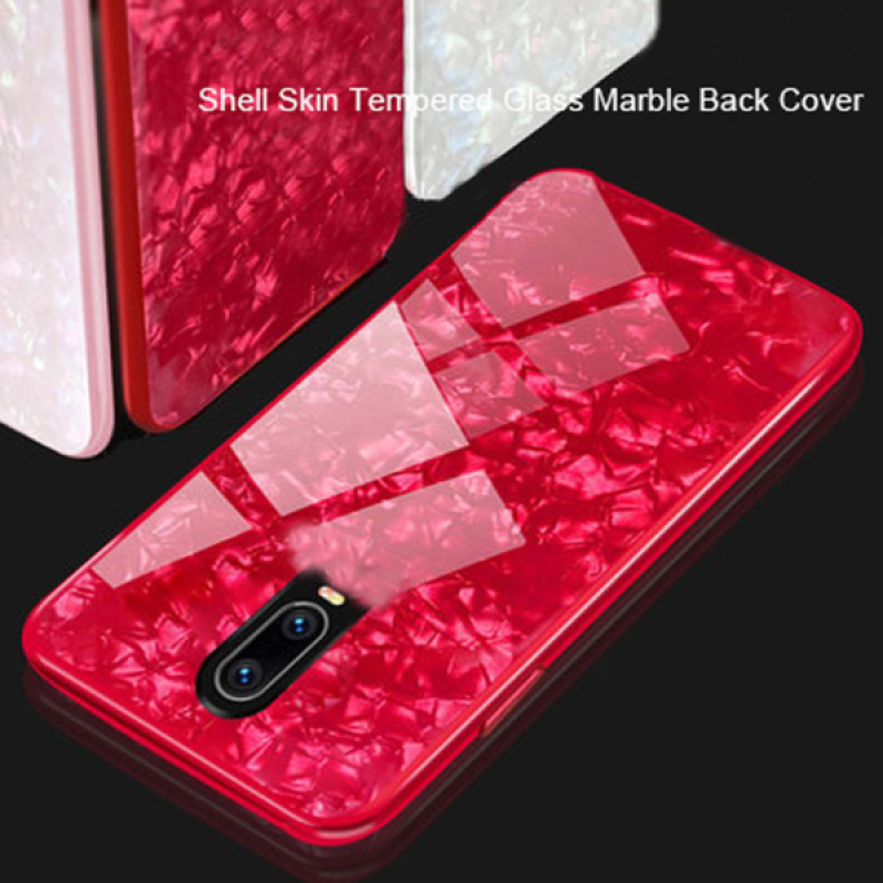 VAKU ® OnePlus 6T Glossy Marble with 9H hardness tempered glass overlay ...
