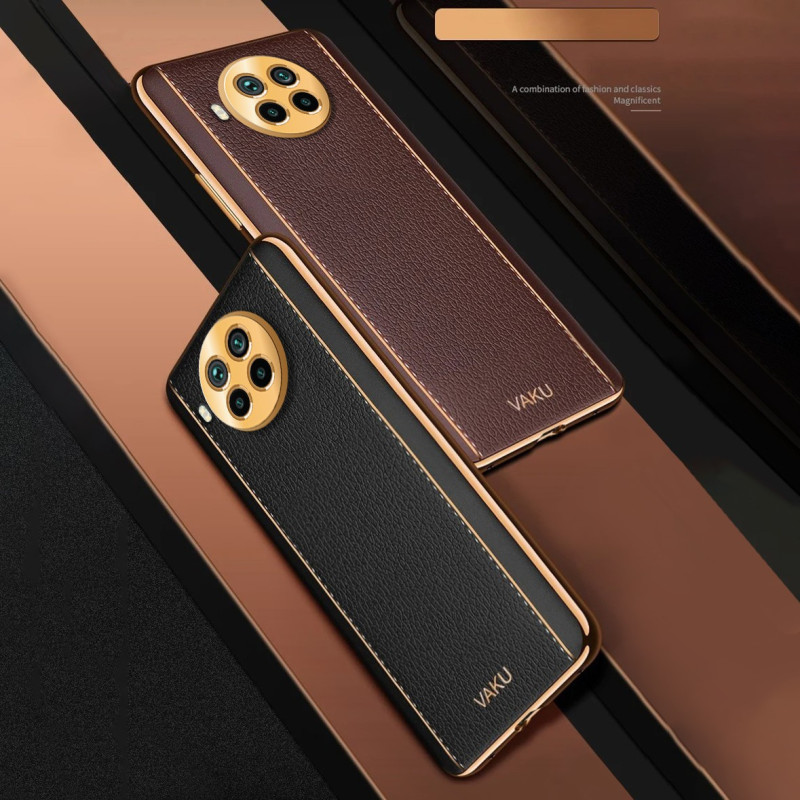 Vaku ® Xiaomi Mi 10i 5G Luxemberg Series Leather Stitched Gold ...