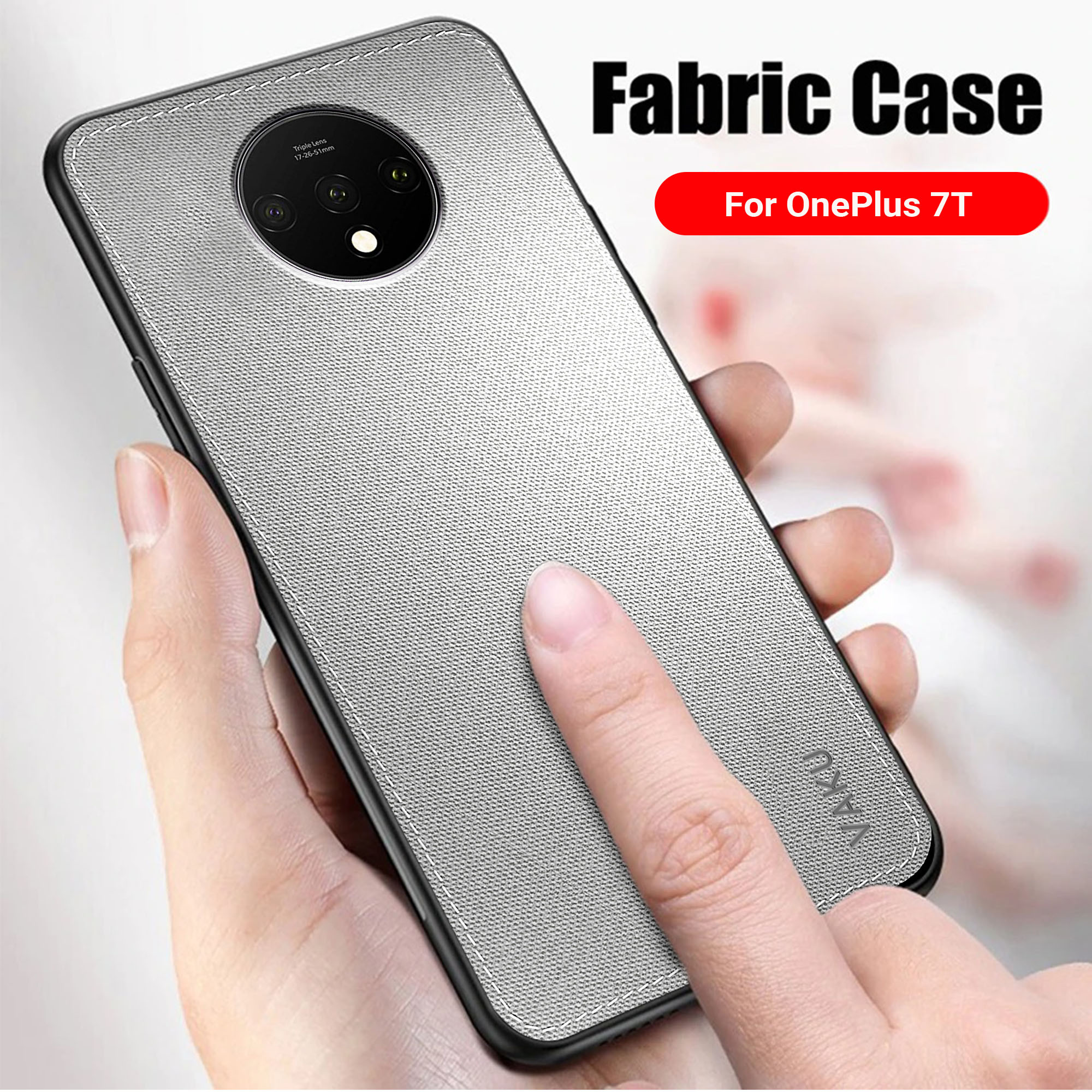 Vaku ® OnePlus 7T Luxico Series Hand-Stitched Cotton Textile Ultra Soft ...