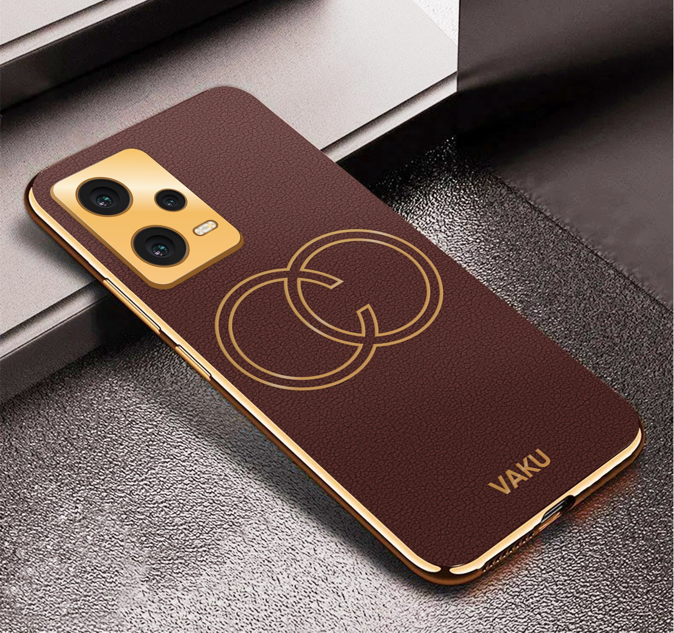 Vaku ® Xiaomi Redmi Note 12 5G Skylar Leather Pattern Gold ...