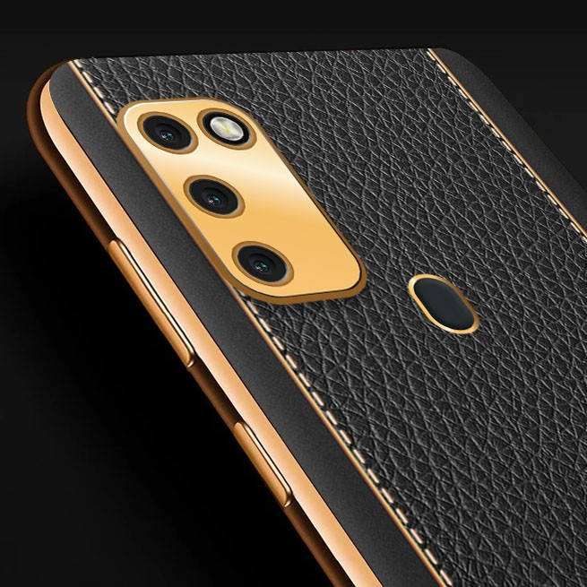 Vaku ® Samsung Galaxy M30S Luxemberg Series Leather Stitched Gold ...