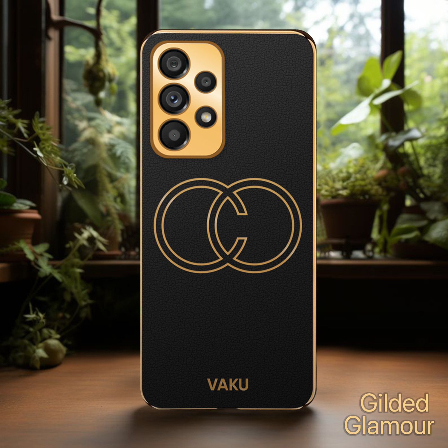 Vaku ® Samsung Galaxy A32 4G Skylar Leather Pattern Gold Electroplated ...