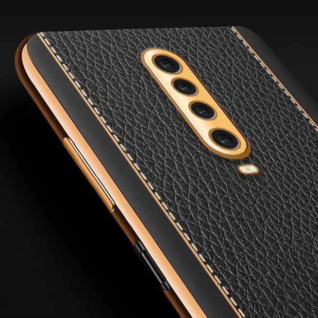Vaku ® Xiaomi Poco X2 Luxemberg Series Leather Stitched Gold ...