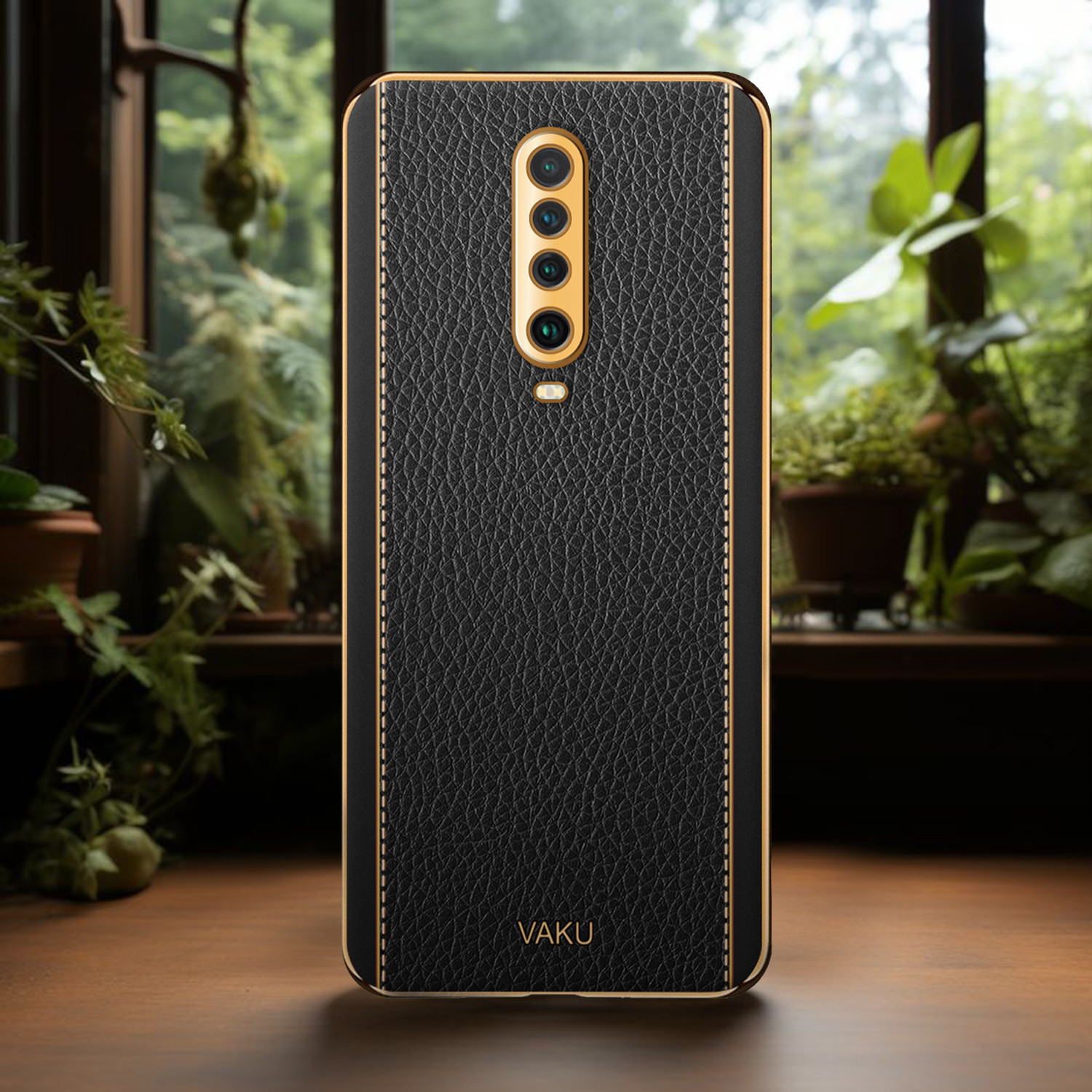Vaku ® Xiaomi Poco X2 Luxemberg Series Leather Stitched Gold ...