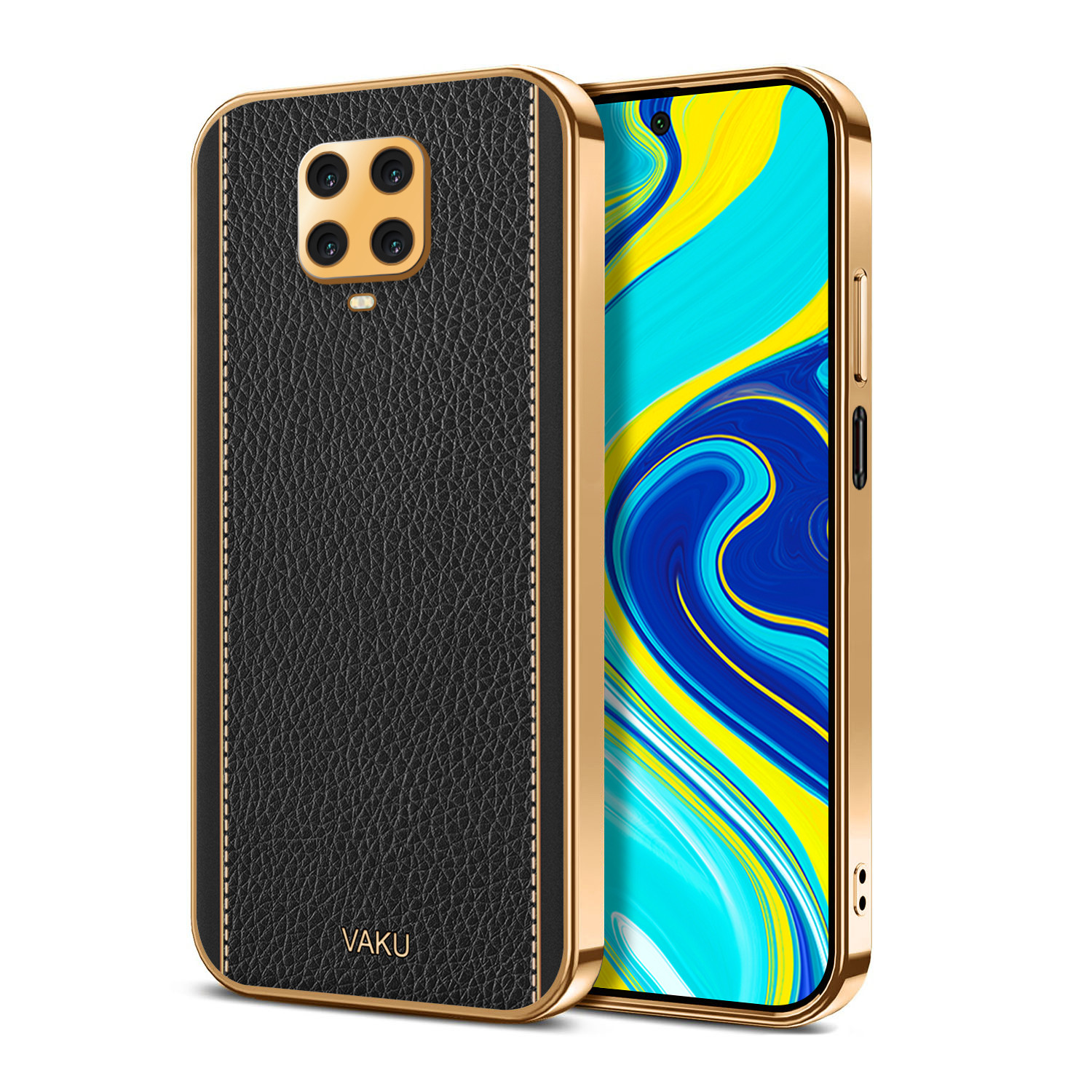 Vaku ® Redmi Note 9 Pro Max Luxemberg Series Leather Stitched Gold ...