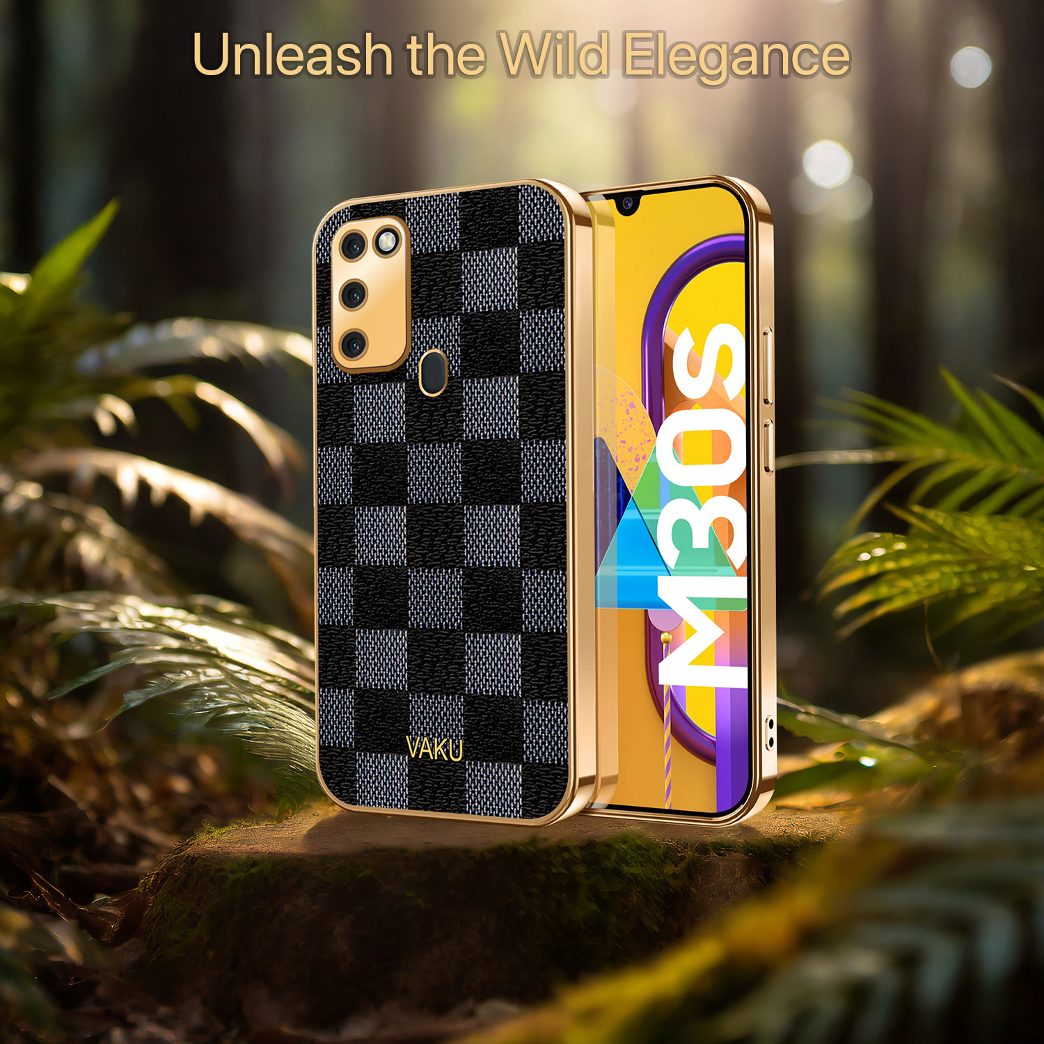 Vaku ® Samsung Galaxy M30S Cheron Series Leather Stitched Gold ...