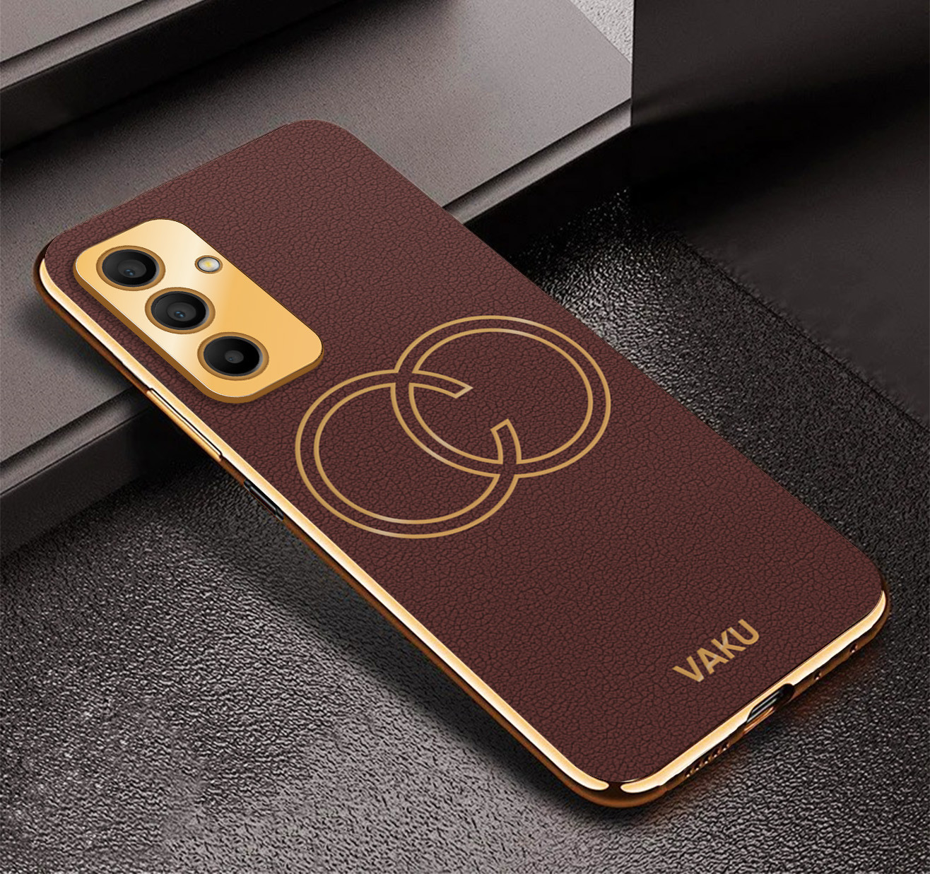 Vaku ® Samsung Galaxy M34 5G Skylar Leather Pattern Gold Electroplated ...