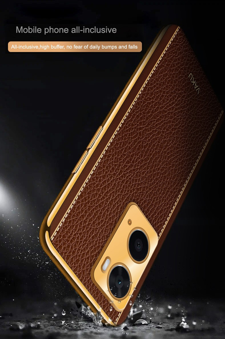 Vaku ® Oppo A76 Luxemberg Series Leather Stitched Gold Electroplated ...