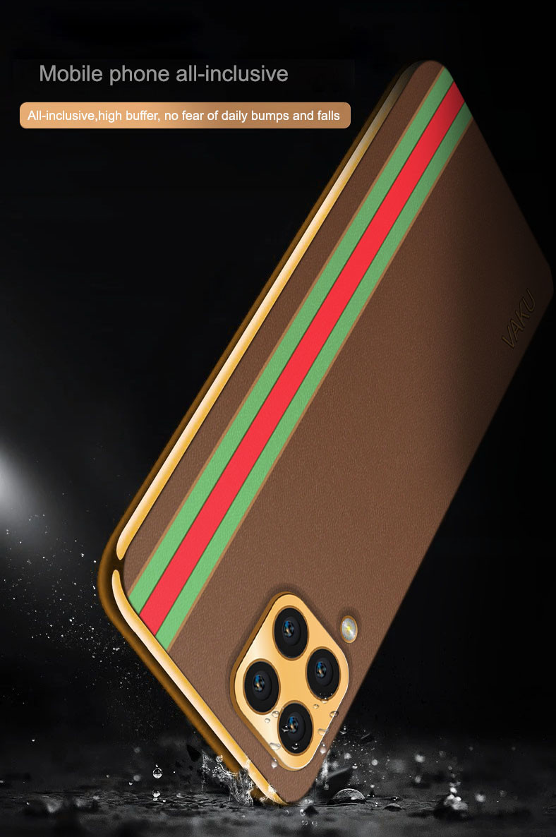 Vaku ® Samsung Galaxy M53 5G Felix Line Leather Stitched Gold ...