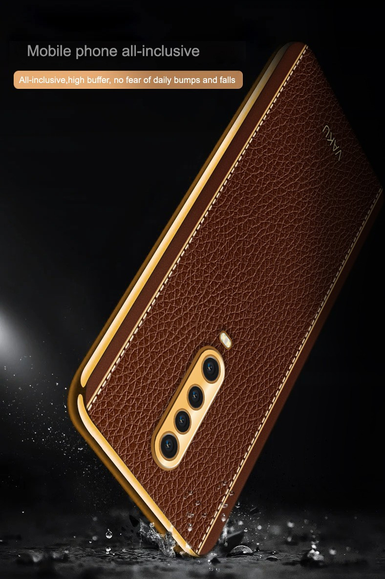 Vaku ® Xiaomi Poco X2 Luxemberg Series Leather Stitched Gold ...