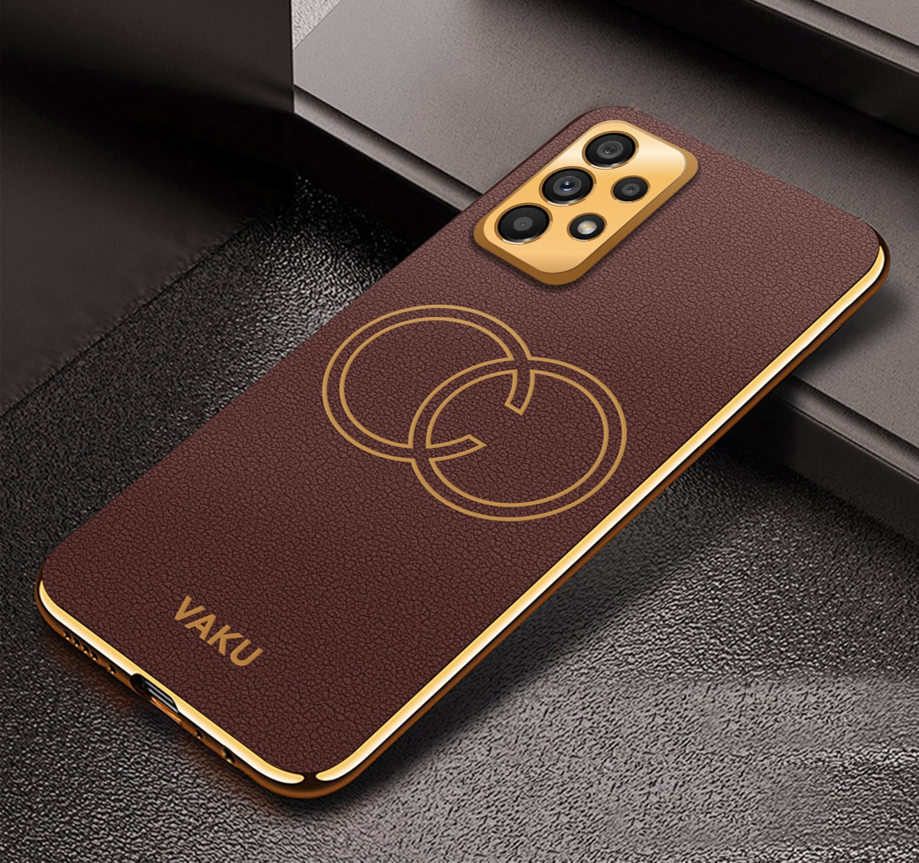 Vaku ® Samsung Galaxy A33 5G Skylar Leather Pattern Gold Electroplated ...