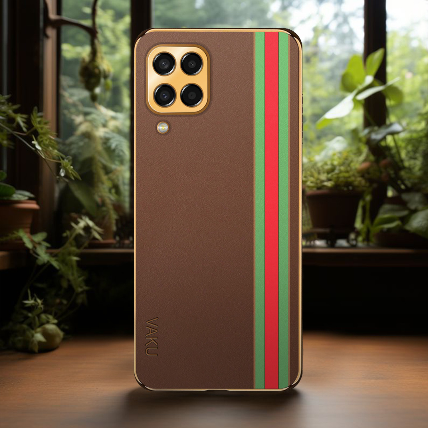 Vaku ® Samsung Galaxy M53 5G Felix Line Leather Stitched Gold ...