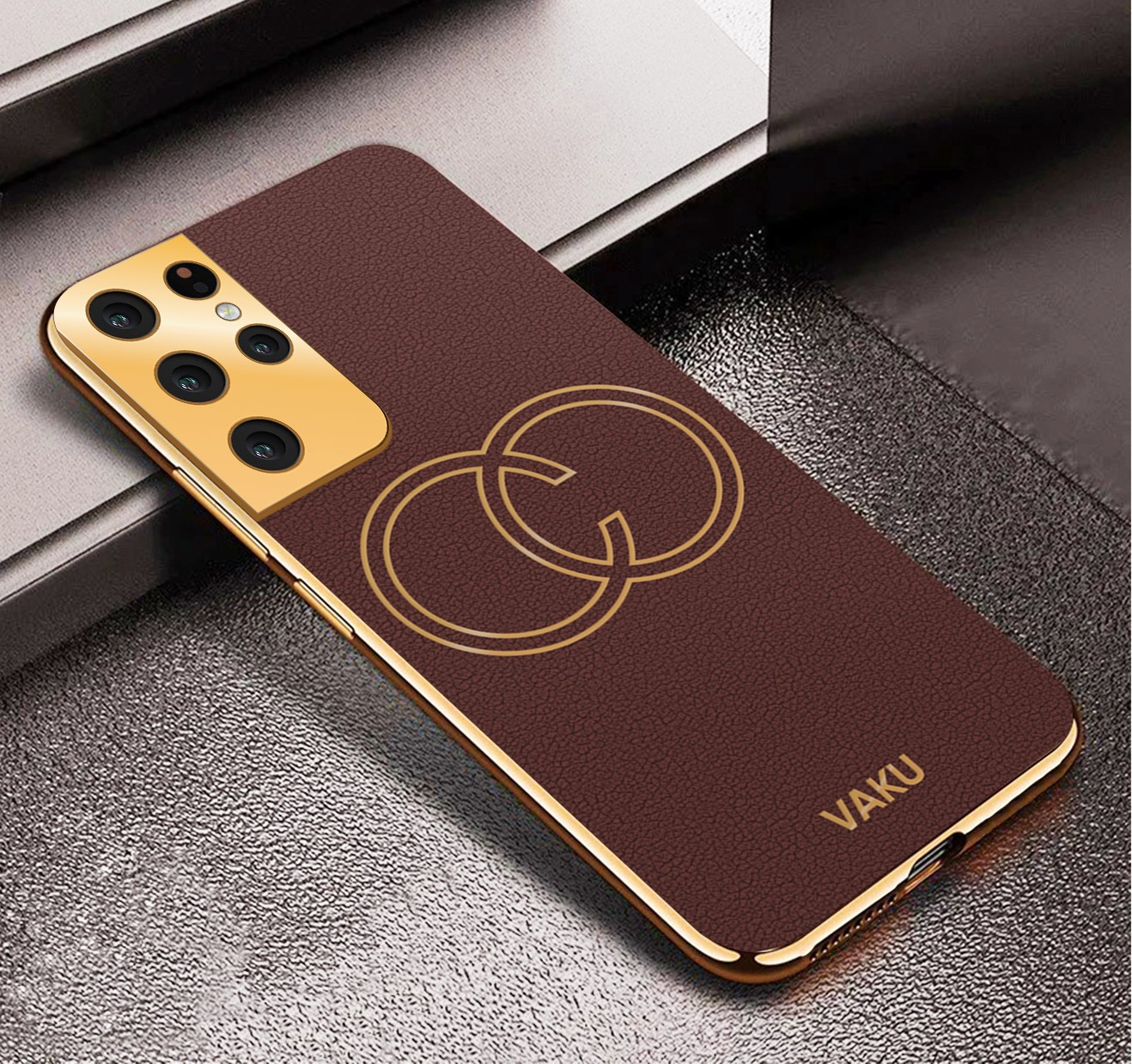 Vaku ® Samsung Galaxy S21 Ultra Skylar Leather Pattern Gold ...