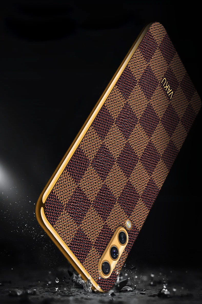 Vaku ® Samsung Galaxy A50 Cheron Series Leather Stitched Gold ...