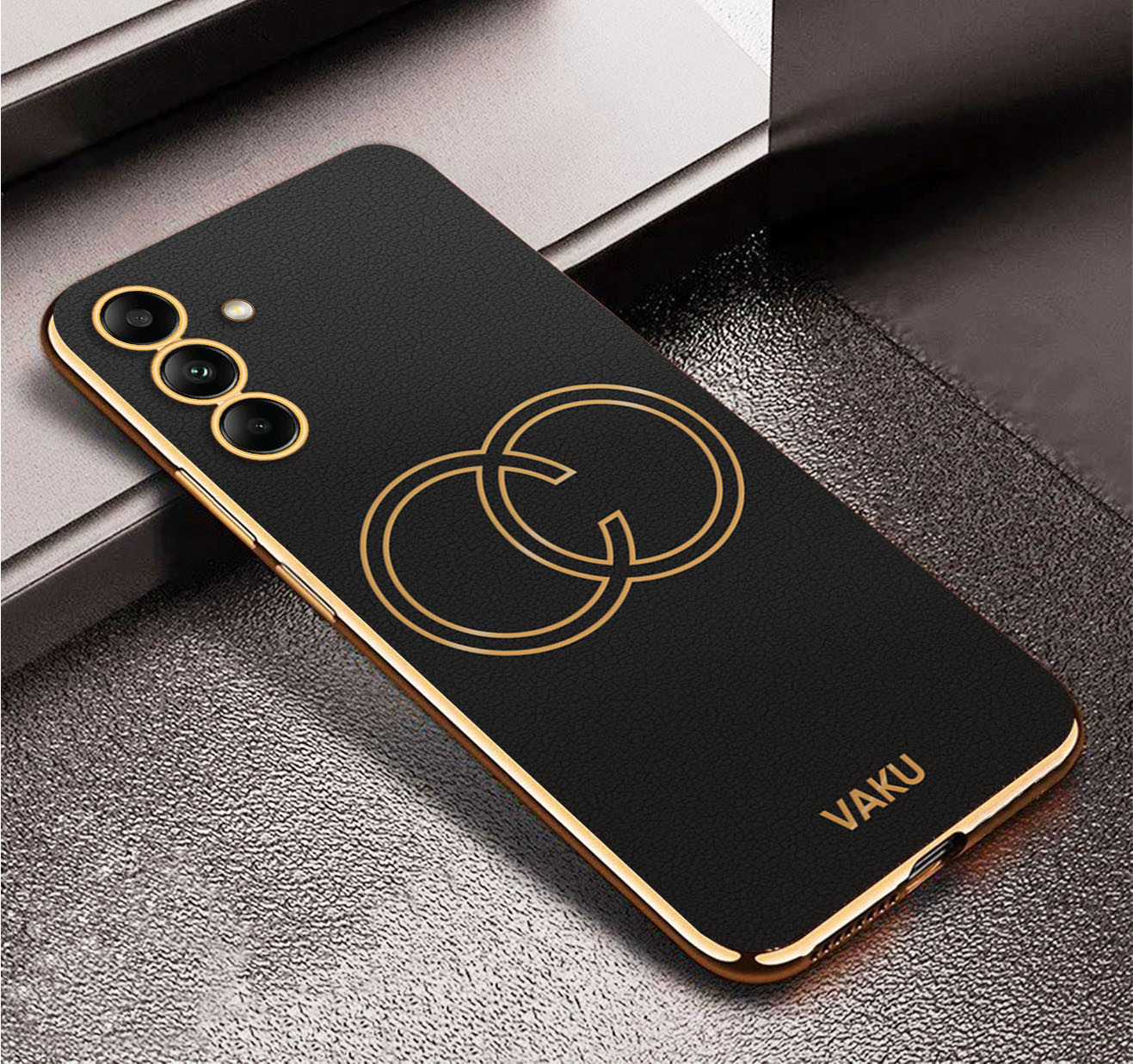 Vaku ® Samsung Galaxy A15 5G Skylar Leather Pattern Gold Electroplated ...