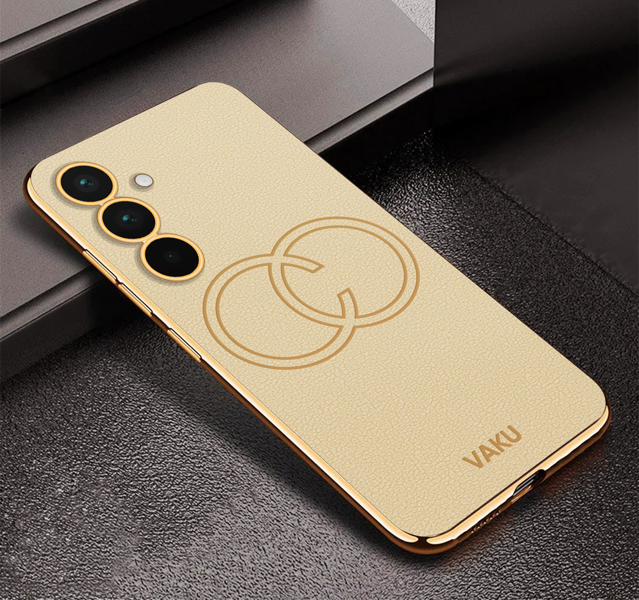 Vaku ® Samsung Galaxy A35 5G Skylar Leather Pattern Gold Electroplated ...