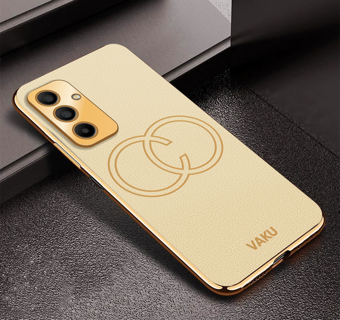 Vaku ® Samsung Galaxy M34 5G Skylar Leather Pattern Gold Electroplated ...