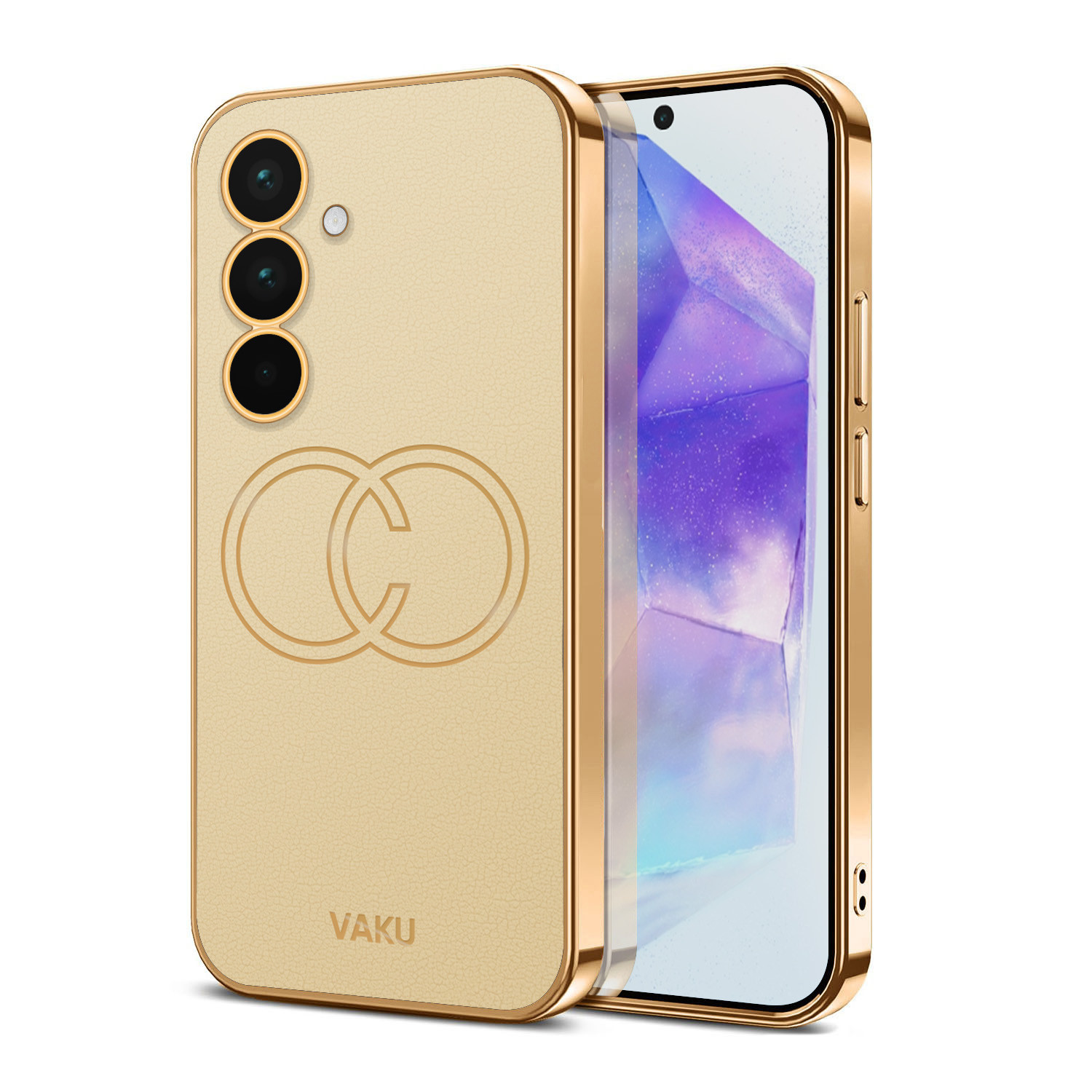 Vaku ® Samsung Galaxy A35 5G Skylar Leather Pattern Gold Electroplated ...