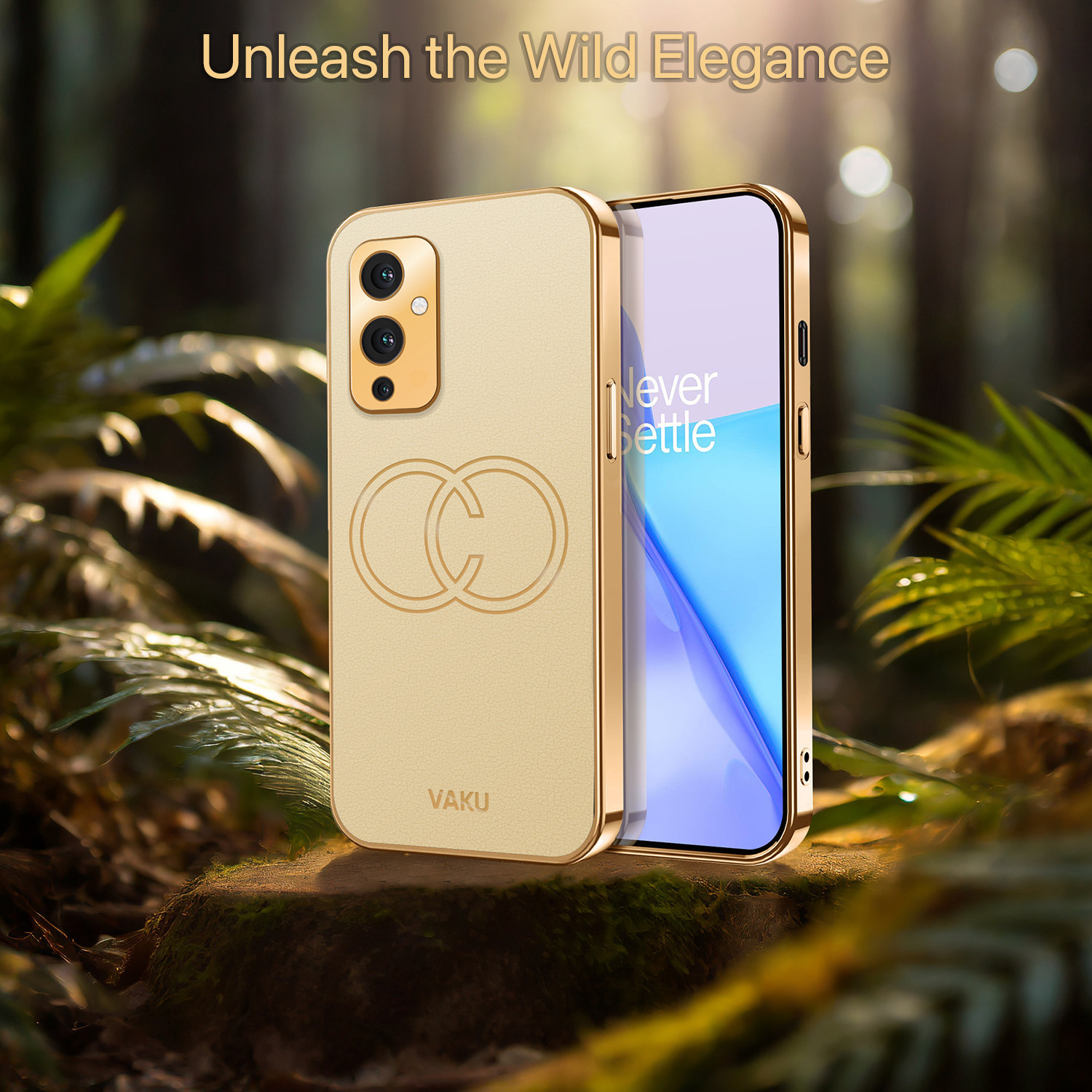 Vaku ® OnePlus 9 Skylar Leather Pattern Gold Electroplated Soft TPU ...