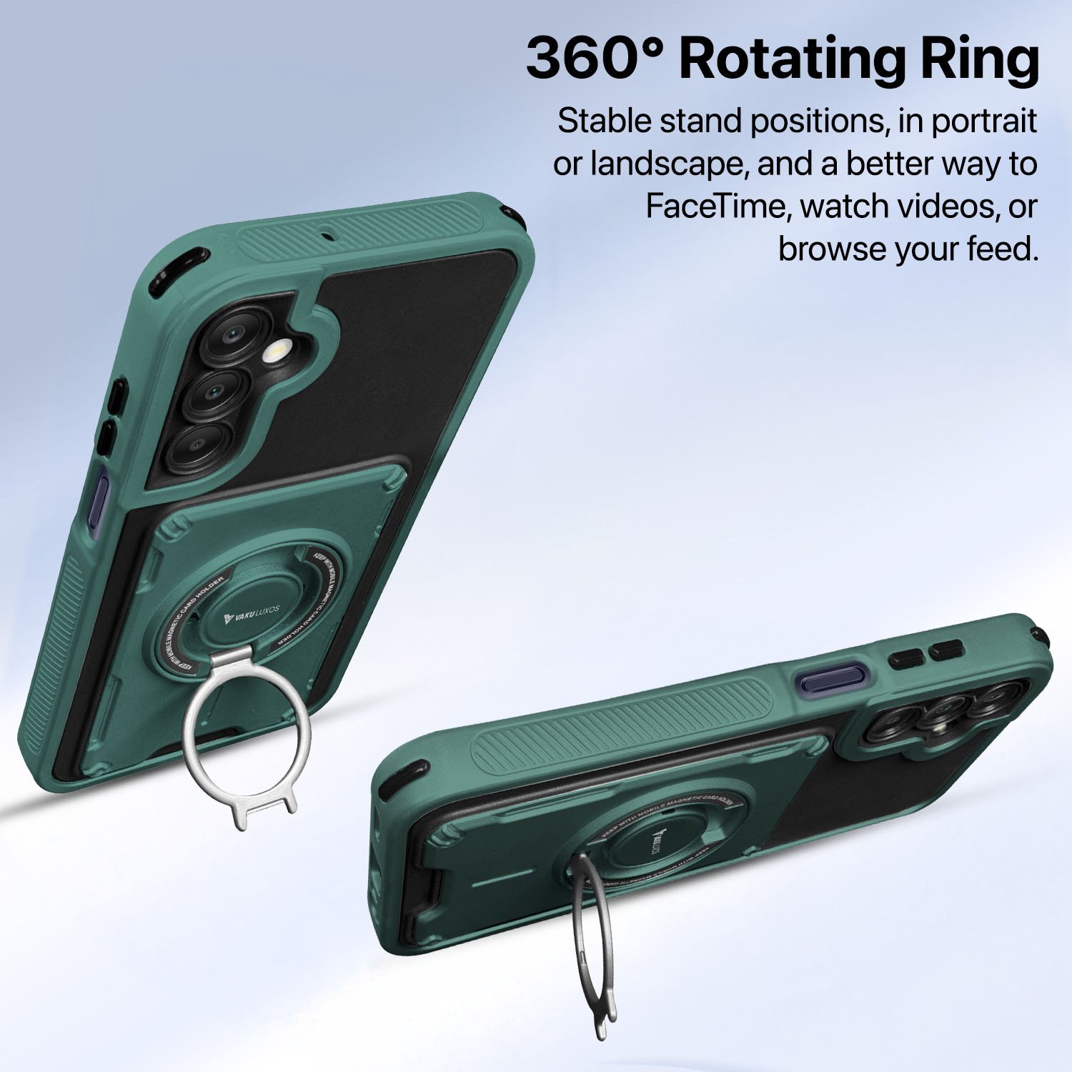 Vaku Luxos ® Samsung Galaxy A34 5G Axion Armor Military Grade Protective Case with Magnetic Ring ...