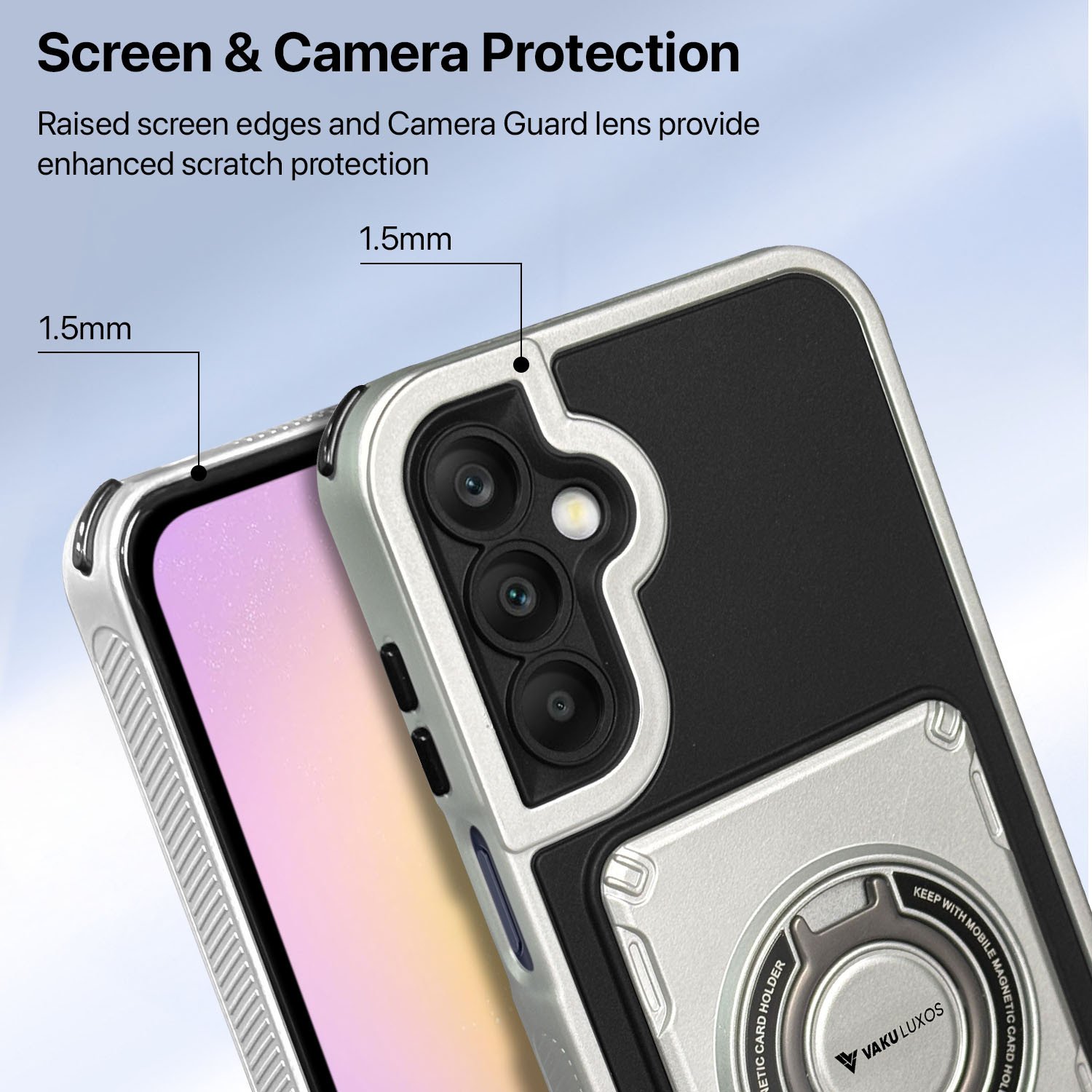 Vaku Luxos ® Samsung Galaxy A34 5G Axion Armor Military Grade Protective Case with Magnetic Ring ...