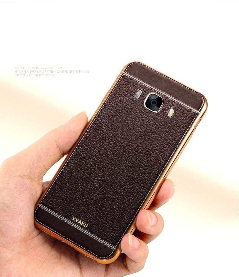 VAKU ® Samsung Galaxy J7 (2016) Leather Stiched Gold Electroplated Soft ...