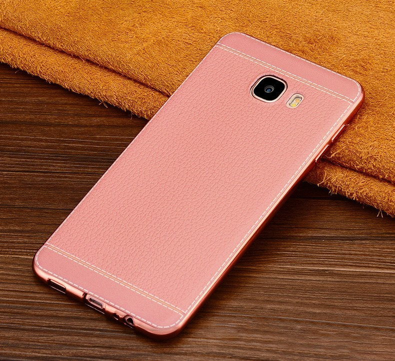 Vaku ® Samsung Galaxy C9 Pro Leather Stitched Gold Electroplated Soft ...