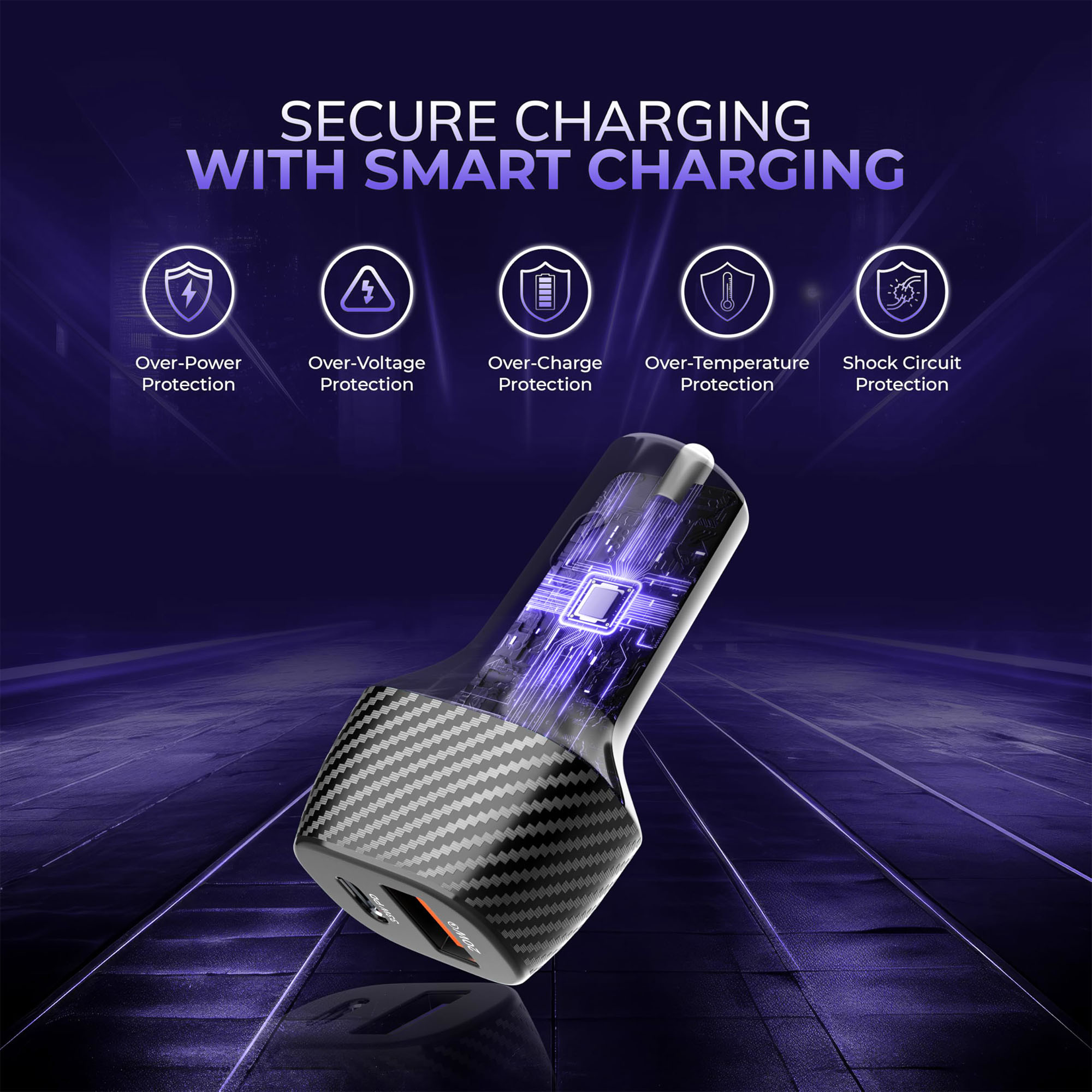 Vaku ® Trosvolt USB C 53W Dual Port Fast USB Car Charger With Power Delivery & Quick Charger 3.0 ...