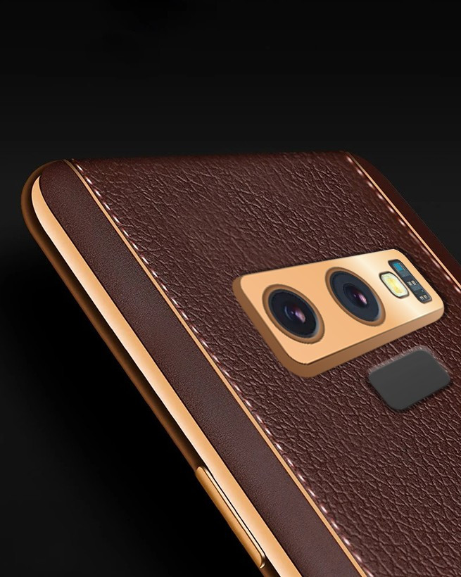 Vaku ® Samsung Galaxy Note 9 Vertical Leather Stitched Gold ...
