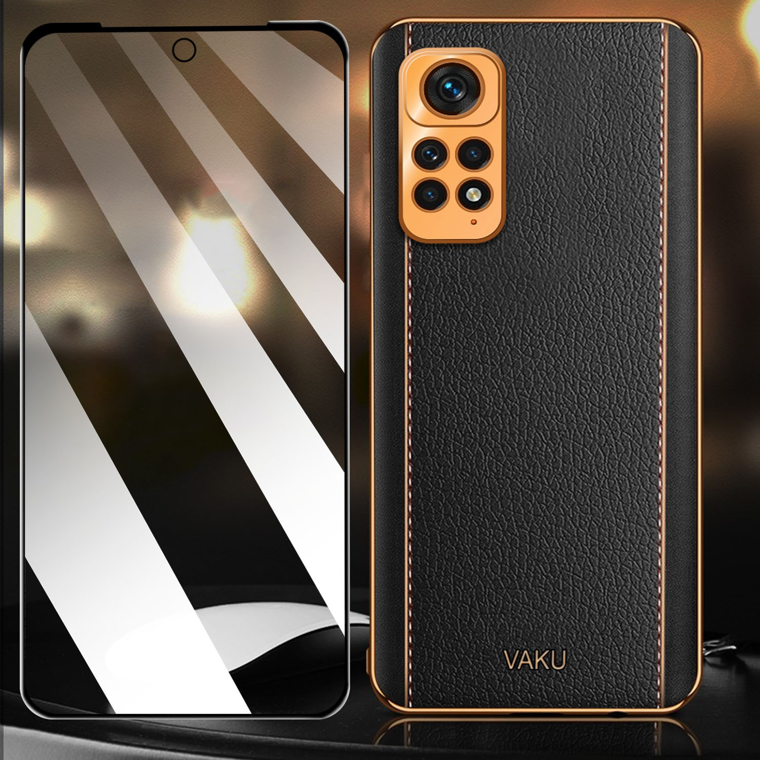 Vaku ® 2In1 Combo Redmi Note 11S Luxemberg Leather Stitched Gold ...